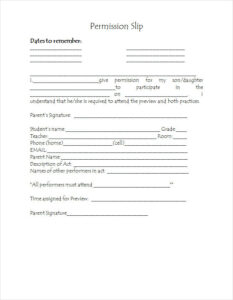Printable Permission Slip Template