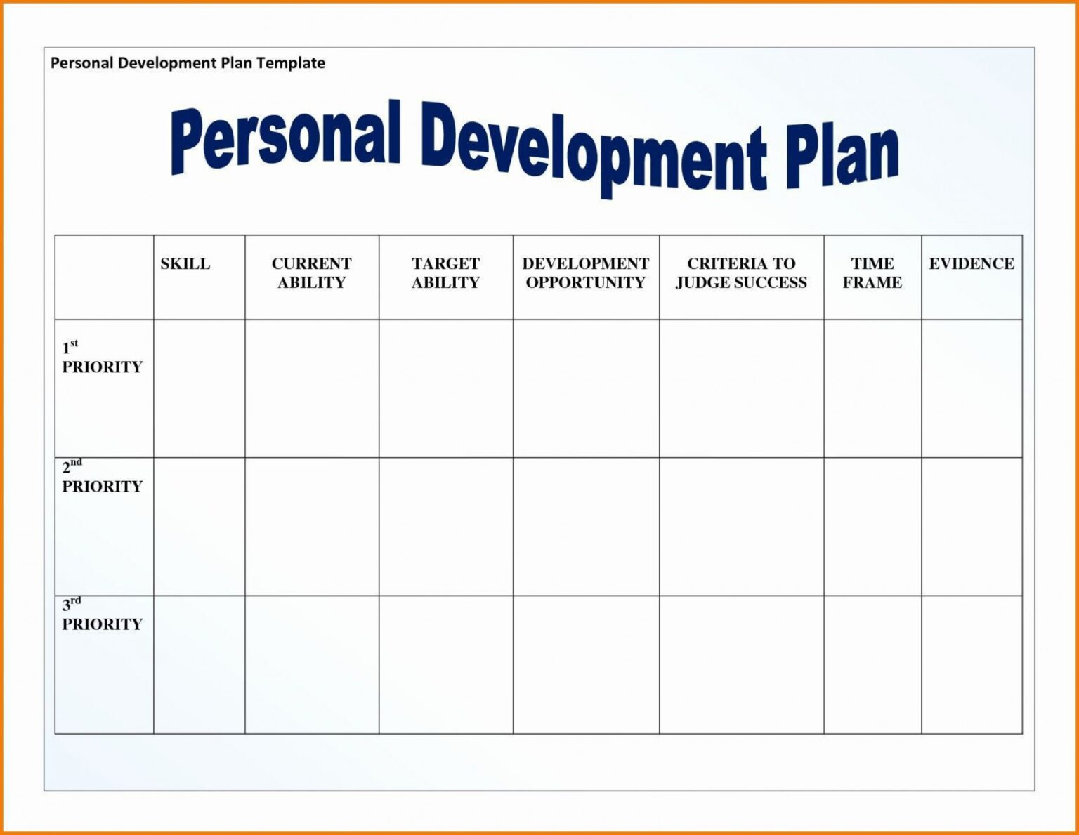 Personal Development Plan Template