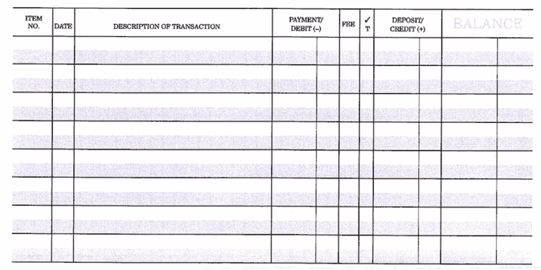 Personal Financial Transaction Register Template