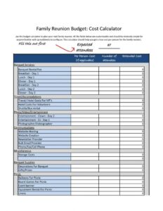 Free Printable Picnic Budget Template