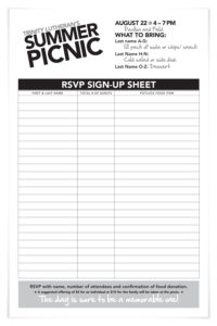 Printable Picnic Sign-up Sheet Template