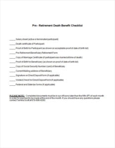 Printable Retirement Planning Checklist Template