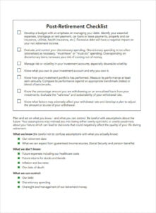 Printable Retirement Planning Checklist Template