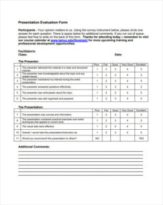 Printable Speaker Evaluation Form
