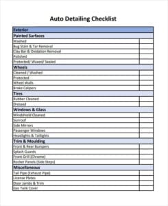 Printable Auto Detailing Checklist Template