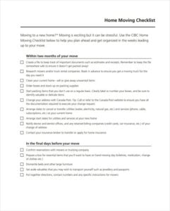 Printable Moving Checklist Template