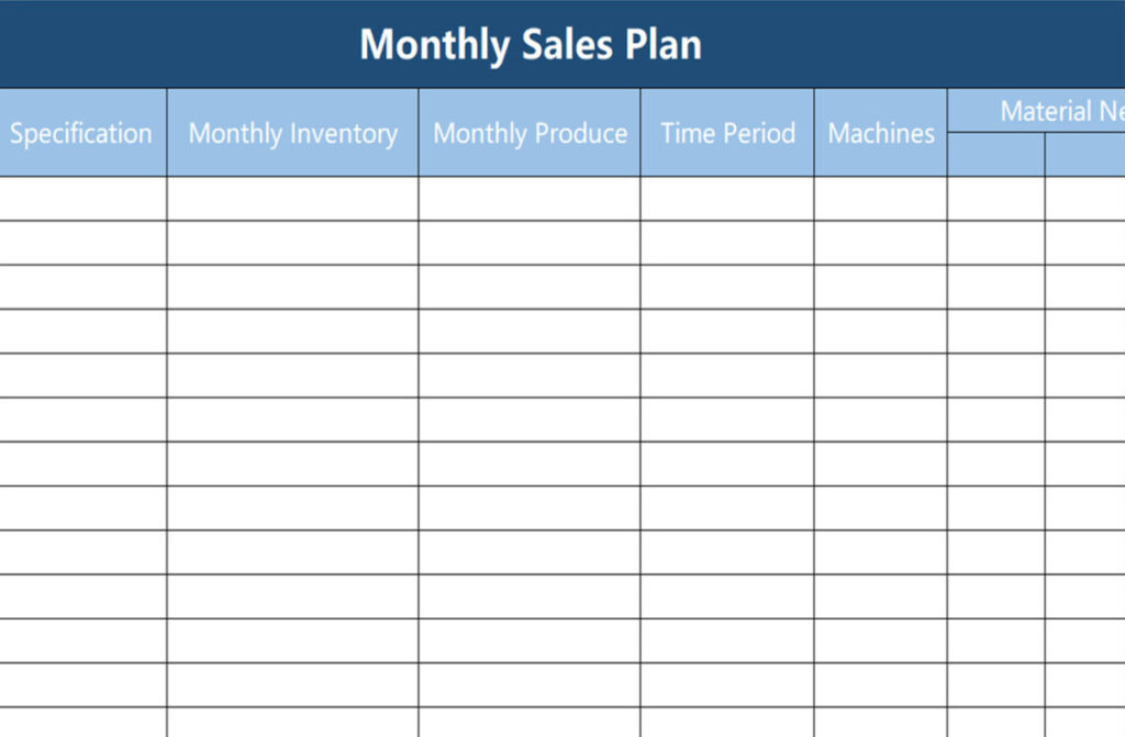 Printable Monthly Sales Target Template