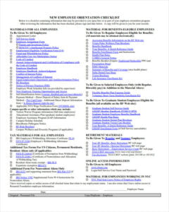 Printable Orientation Checklist Template