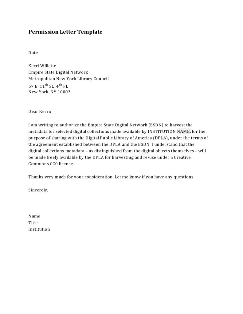 Customizable Permission Letter Template (Word)