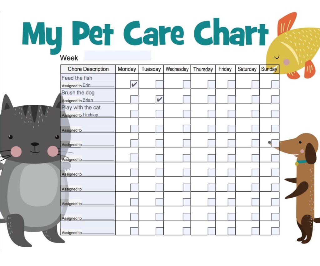 Printable Pet Care Checklist Template