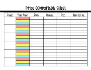 Price Comparison Sheet Template (Excel)