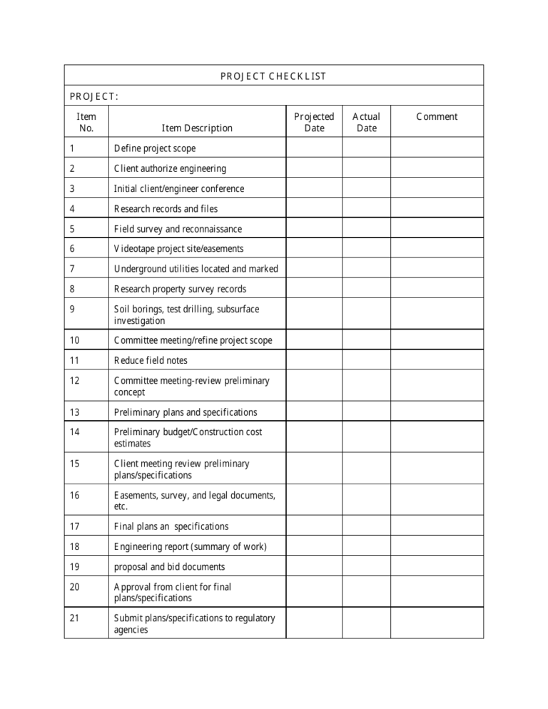 Project Completion Checklist Template