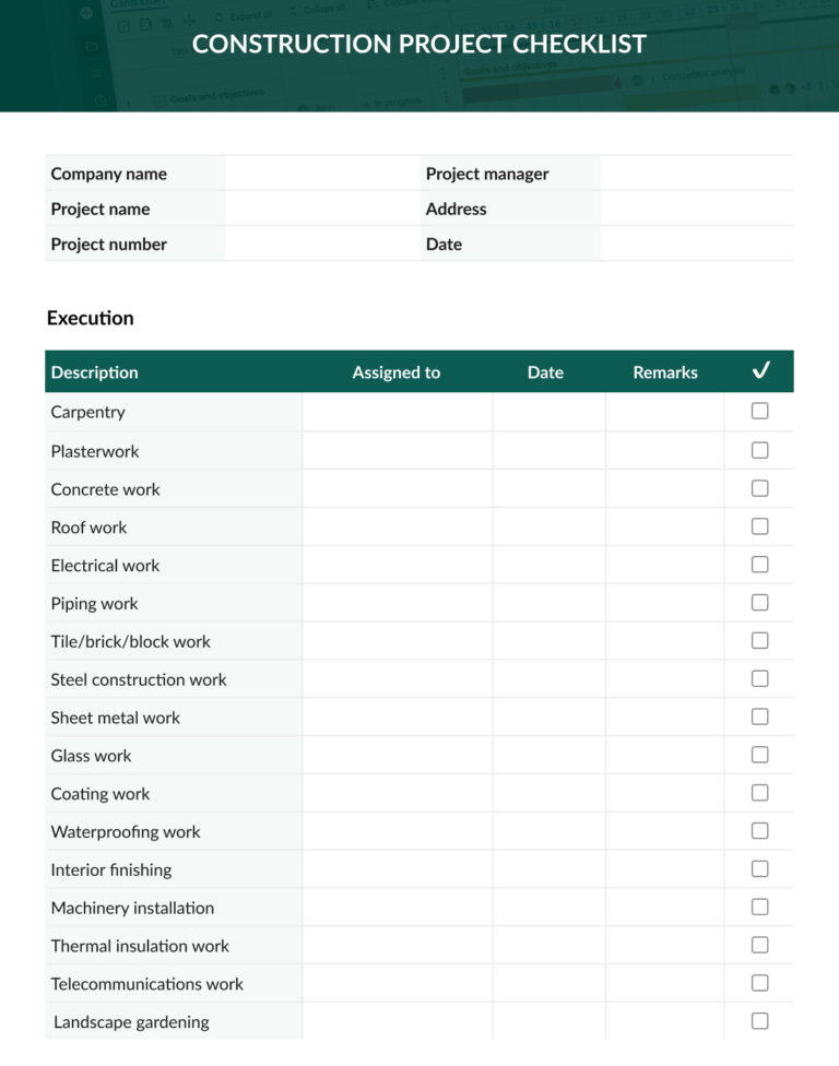 Project Completion Checklist Template
