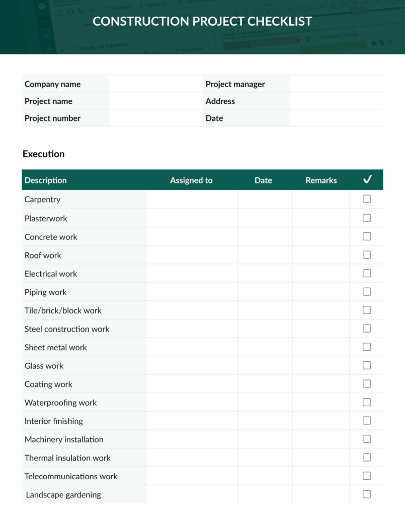 Project Completion Checklist Template