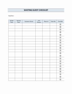Printable Restaurant Waiting List Template