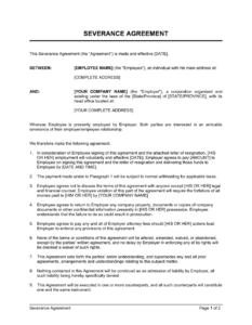 Severance Agreement Template