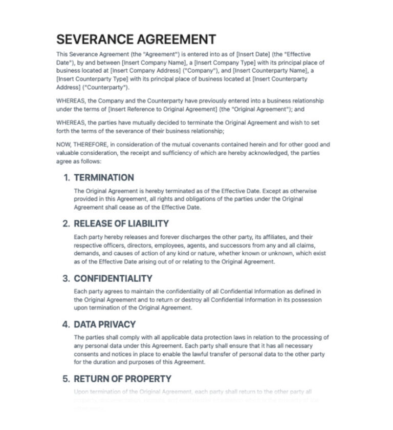 Severance Agreement Template