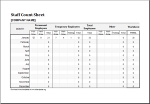 Staff Count Sheet Template (Excel)