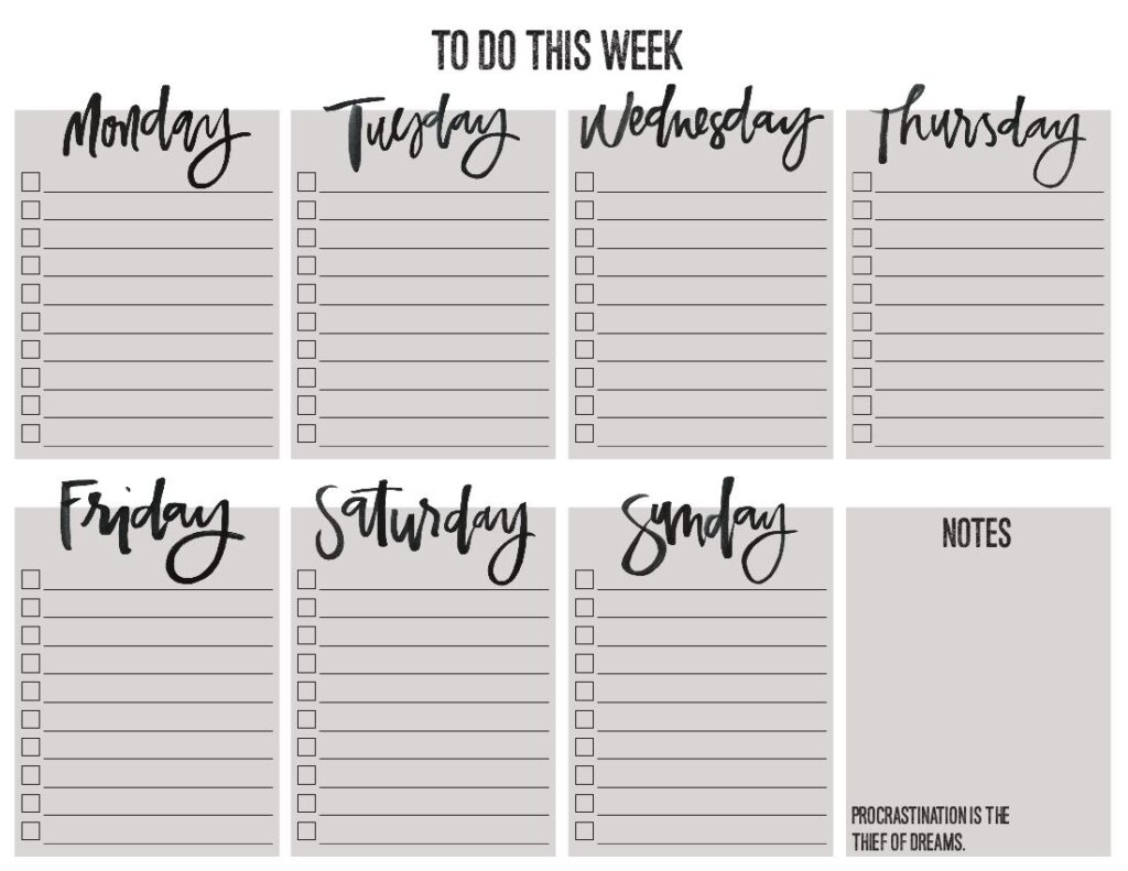 Printable Sunday To-Do List Template