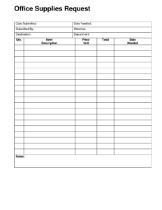 Printable Supply Order Sheet Template
