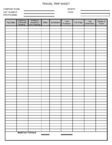 Printable Travel Log Template (Excel)