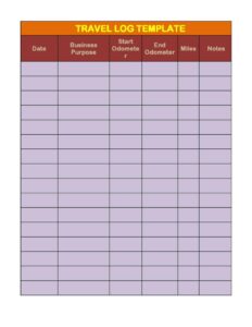 Printable Travel Log Template (Excel)
