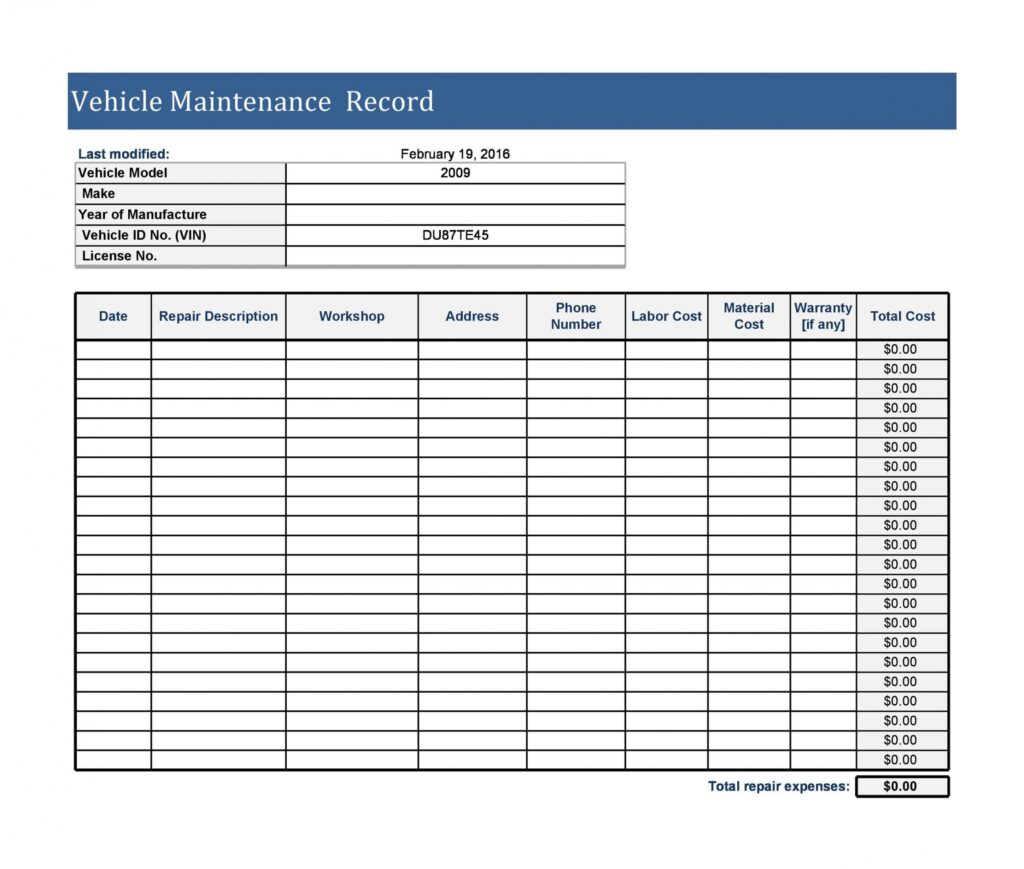Vehicle Log Book Template
