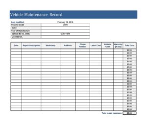 Vehicle Log Book Template
