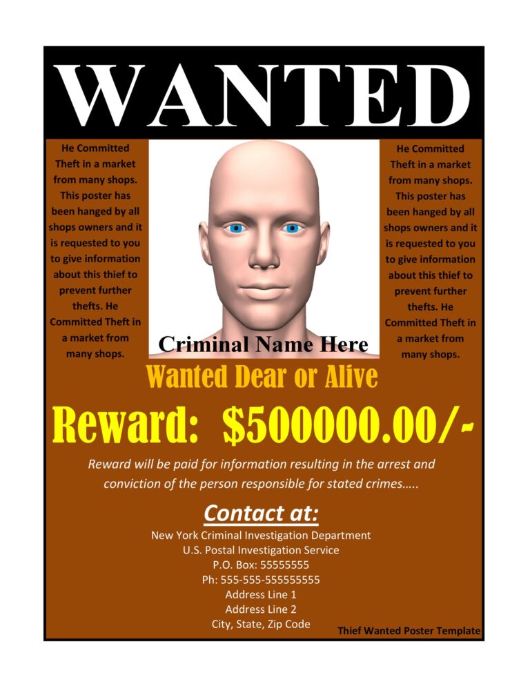 Free Printable Wanted Poster Template