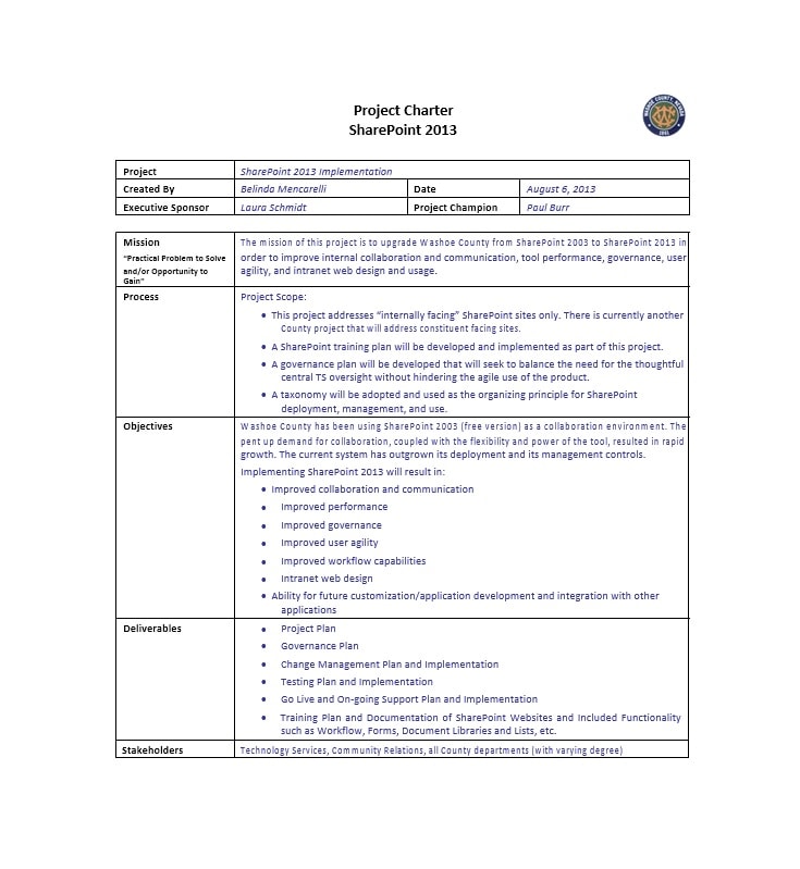 Project Charter Template Word Project Charter Template Word