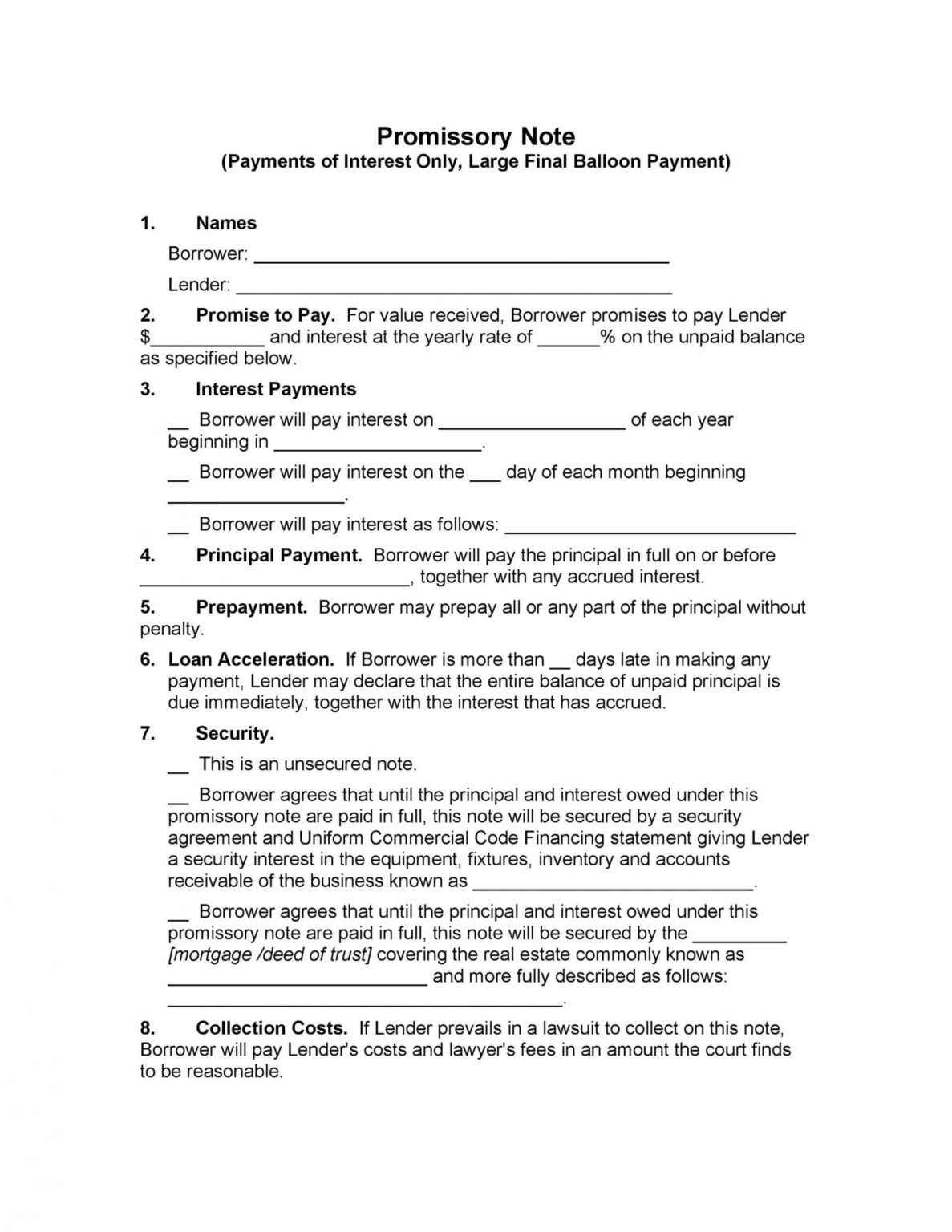 Promissory Agreement Template (Word)