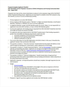 Printable Proposal Checklist Template