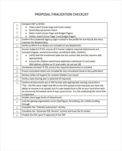 Printable Proposal Checklist Template