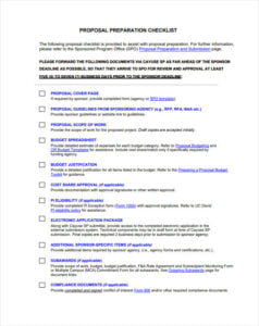 Printable Proposal Checklist Template