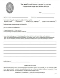 Printable Employee Referral Form