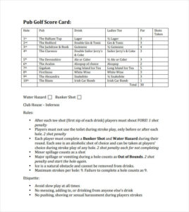 Printable Golf Scorecard Template