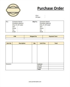 Printable Purchase Order Template