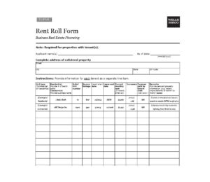 Rent Roll Template (Word)