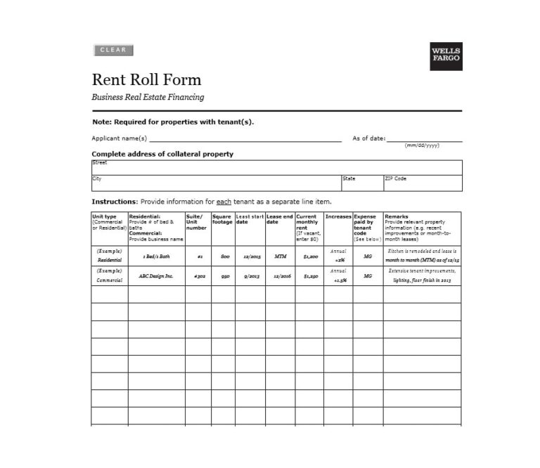 Rent Roll Template (Word)