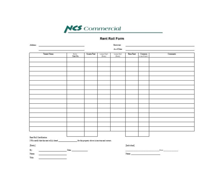 Rent Roll Template (Word)