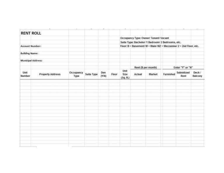 Rent Roll Template (Word)