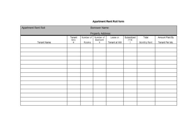 Rent Roll Template (Word)
