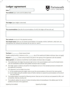 Printable Lodger Agreement Template