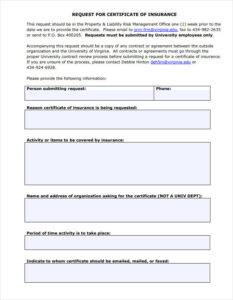 Printable Certificate of Insurance Template