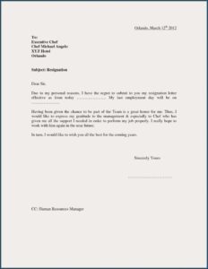 Resignation Letter Template From Work