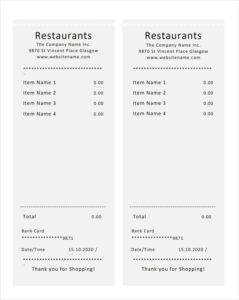 Printable Restaurant Receipt Template