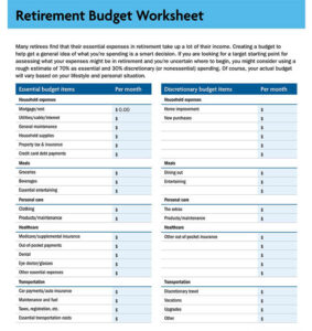 Retirement Budget Template (Excel)