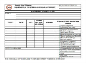 Printable Routing Slip Template