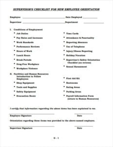 Printable Orientation Checklist Template