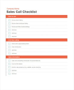 Sales Call Report Template